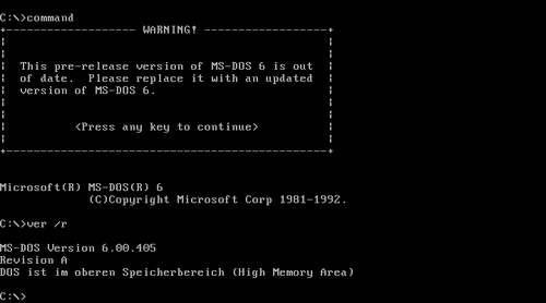 MS-DOS 6.00.0405 (German) — Old-DOS Wiki